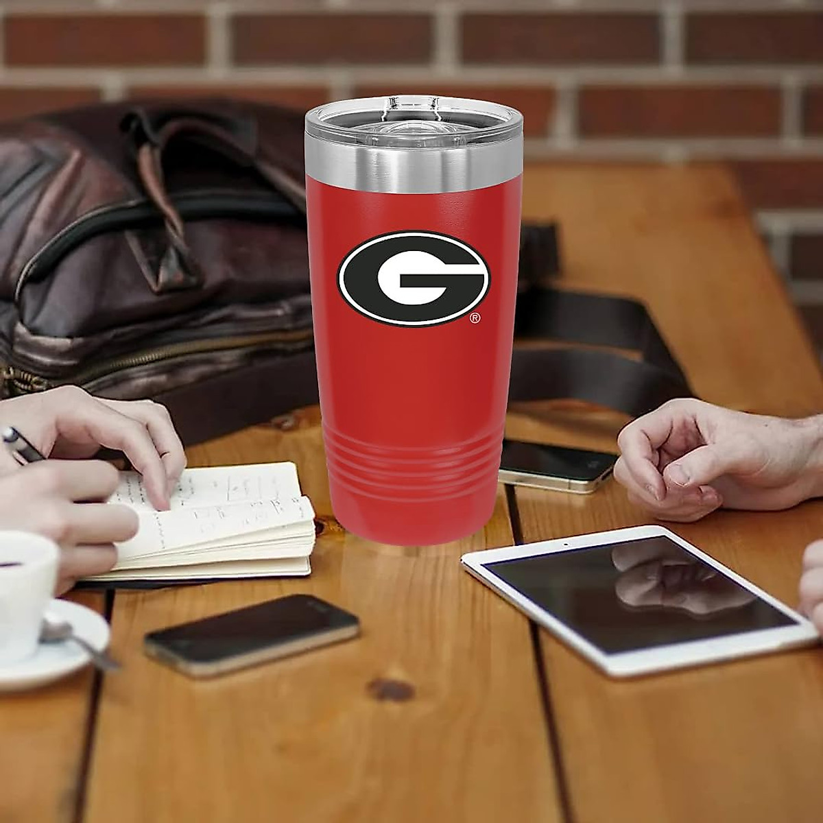 University of Georgia Bulldogs 20oz Stainless Steel Double Walled Red Beverage Bottle with Acrylic Lid - College Gear for Playoff Season – For Office, Home or Auto – Show your Bulldog Pride