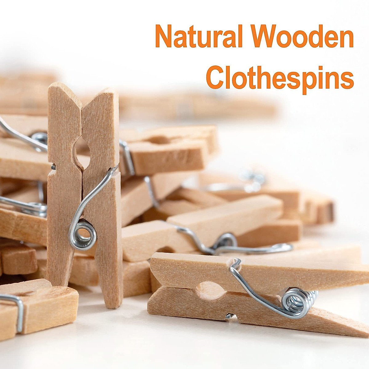 Mini Clothes Pins, 120 Pcs Natural Wooden Clothespins with 10m Jute Twine, 1 Inch Mini Wooden Clips, Mini Clothes Pins for Photo Crafts DIY Weddings and Cocktails Décor (1in/120pcs)