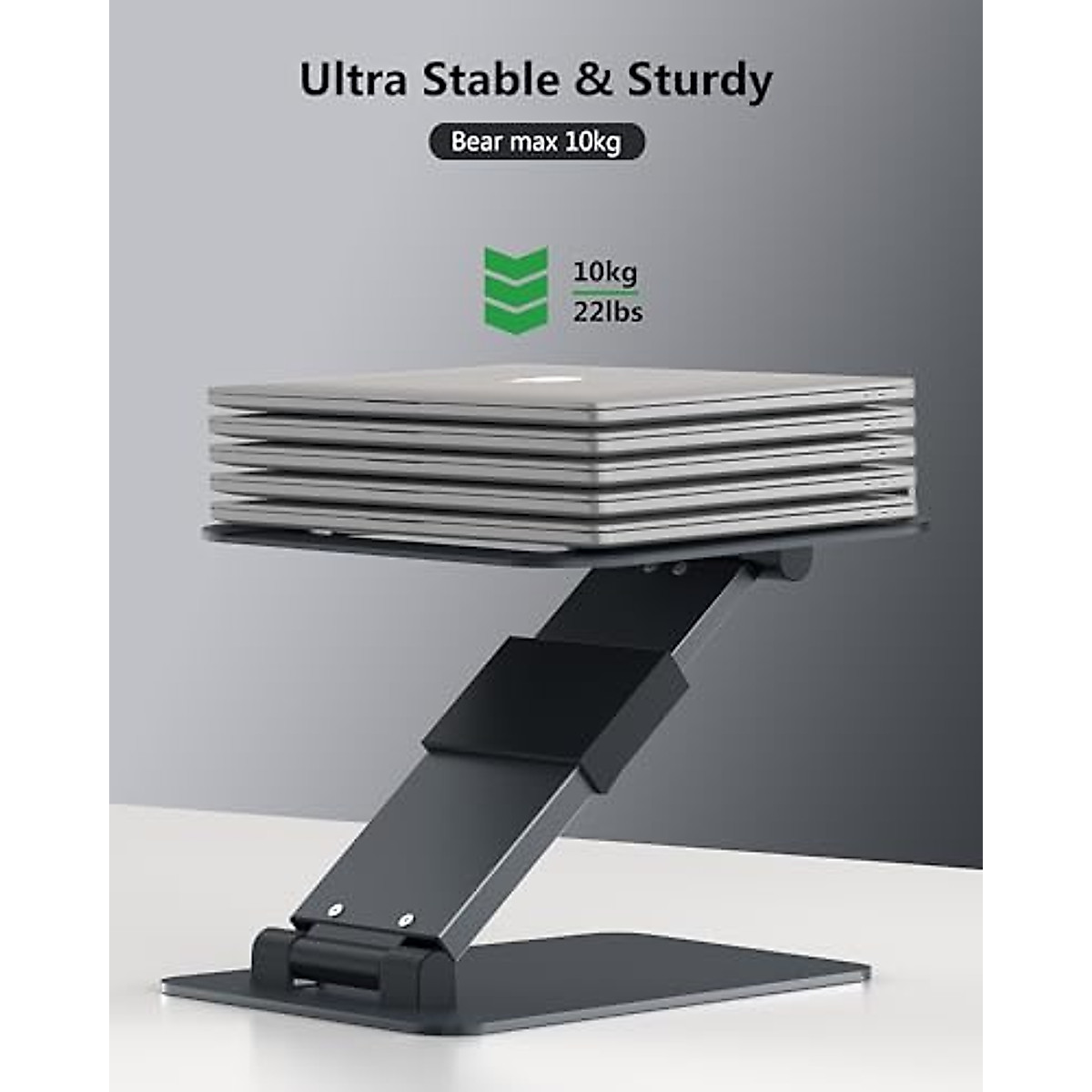 JCZT Adjustable Laptop Stand for Desk [Lift Up to 20'' ], Ergonomic Laptop Riser Converter, AluminumComputer Stand for MacBook Air Pro, HP, Dell, All 10-17 Inch Laptops