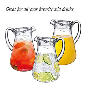 Amazing Abby - Droply - Acrylic Pitcher (64 oz), Clear Plastic Water Pitcher with Lid, Fridge Jug, BPA-Free, Shatter-Proof, Great for Iced Tea, Sangria, Lemonade, Juice, Milk, and More