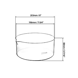 QWORK 2000ml Crystallizing Dishes, 2 Pack Flat Bottom Lab Dishes with Spout and Heavy Rim, Borosilicate 3.3 Glass for Professional Laboratories, Science Classrooms, Kitchen, Crafts, OD 200mm