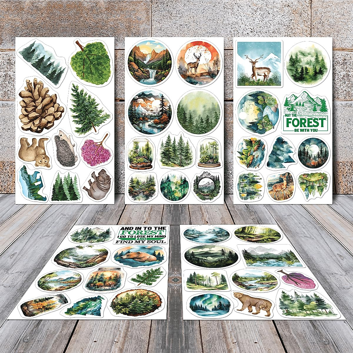 Pack 50 pcs Nature Forest Stickers for Water Bottles Waterproof Laptop Luggage Computer journaling Scrapbooking Teens Adults Women Funny Aesthetic Sticker Packs Small Vinyl Decals