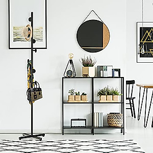 CLSYO Coat Rack Stand With 8 Hooks Metal Coat Hanger Freestanding Entryway,Hallway, Bedroom, Office for Hanging Clothes, Jacket, Hats, Bags(Black)