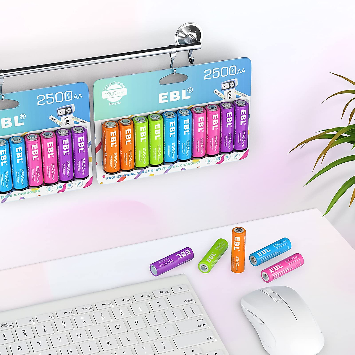 EBL Rechargeable AA Batteries 2500mAh 1.2V Ni-MH Double AA Battery 10 Pack