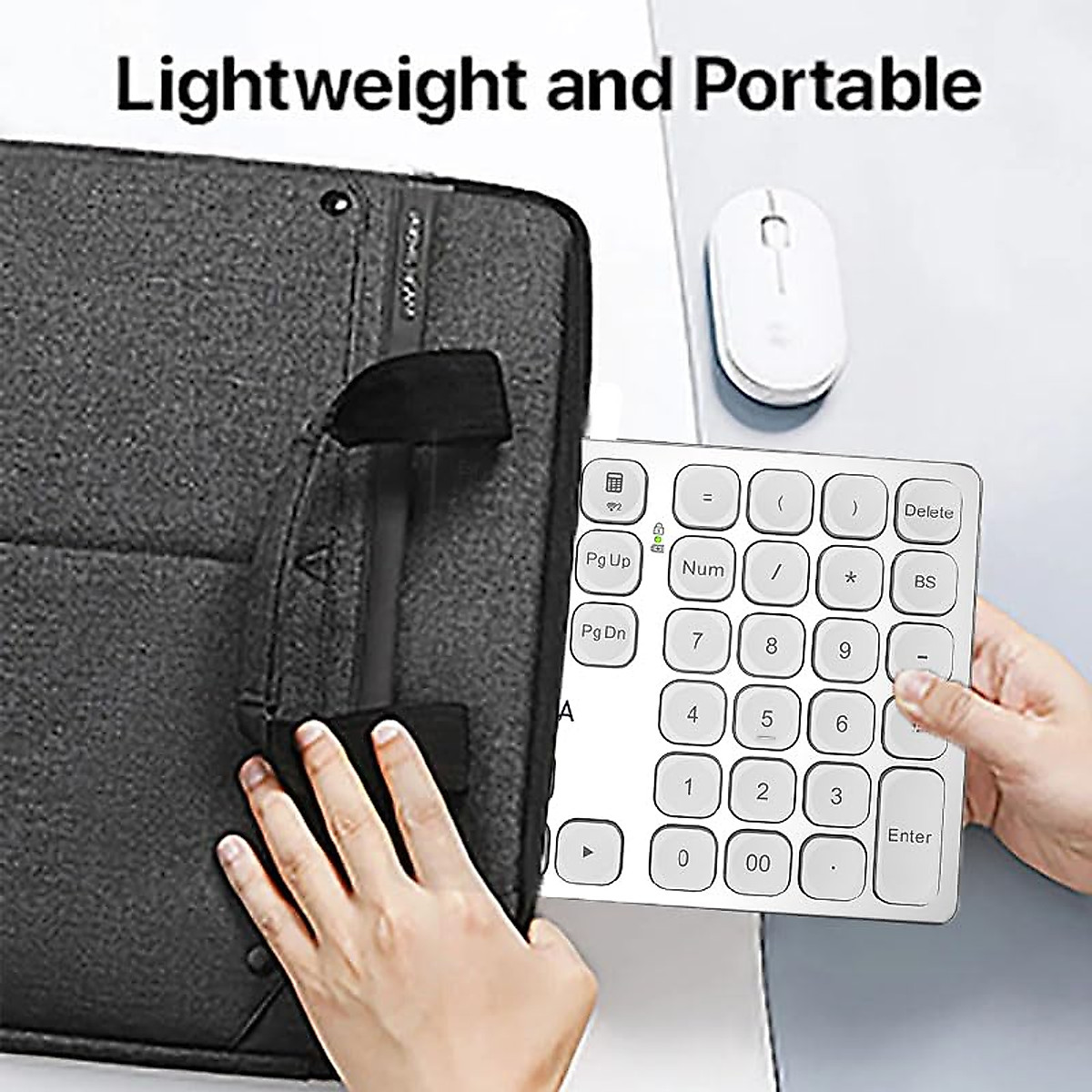 JOMAA 36 Keys Bluetooth Numeric keypad Portable Mini Financial Accounting Rechargeable Number pad Ultra-Silent for iPad Laptop,Mac, iMac, Tablet, PC and Desktop (Silver)