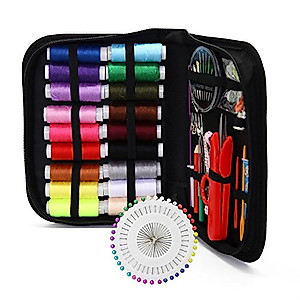 Sewing kit, XL Sewing Supplies for DIY, Beginners, Adult, Kids, Campers, Travel,Portable Emergency Repair Set with Scissors, Thimble, Thread, Needles, Tape Measure, Case and Accessories (128PCS)