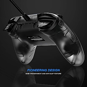 GameSir T4W Wired Game Controller Joystick for PC Windows 10/8/7 Dual Shock Gamepad, USB Gamepad with LED Backlight Joystick Vibration Feedback,Semi-Transparent Design