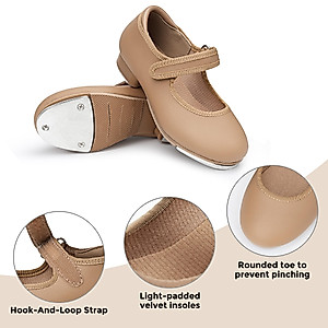 Stelle Tap Shoes for Girls Toddler Boys PU Leather Dance Shoes(Toddler/Little Kid/Big Kid)(Tan,2ML)
