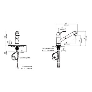 Derengge 1 or 3 Hole Pull-Out Kitchen Faucet Stainless Steel Single Handle Kitchen Sink Faucet with Deck Plate,EW-083C-BN
