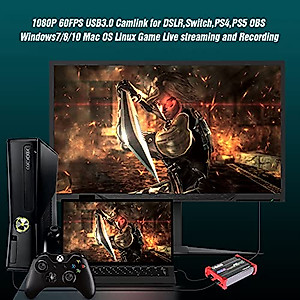 TreasLin Capture Card 4K 60FPS Game USB3.0 Capture, Video HDMI Cool Capture Card Live Streaming Share for PS5 PS4 Switch Wii U DSLR Xbox on OBS, Windows, Mac, Zero Latency HDMI Pass-through