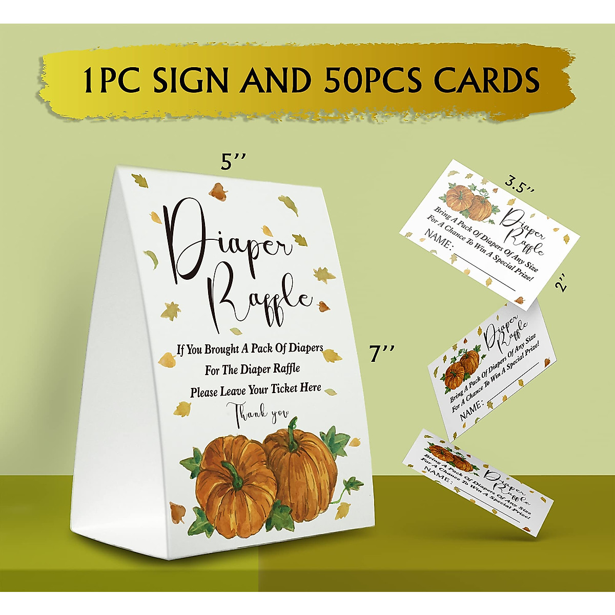 Tesedupoole Baby Shower Diaper Raffle Sign, 50 Guessing Cards, Multicolor, 5x7 Inches