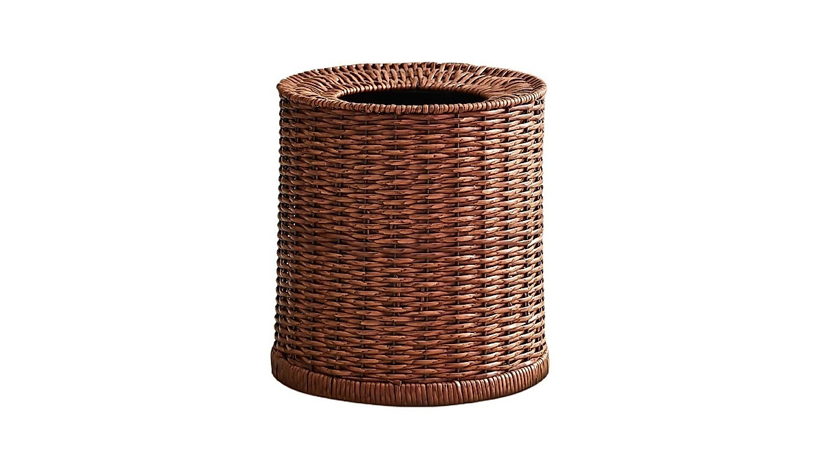 Round Wicker Waste Paper Bin with Removable Liner - 12L & 8L