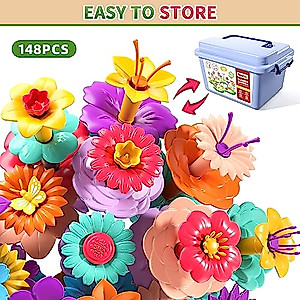 Garbo Star Flower Garden Building Toys for 3 4 5 6 Year Old Girls, Educational Activity Preschool Birthday Gifts for 3 4 5 Year Old Girls, Building Stem Toys for Kids Toddlers Ages 3-5