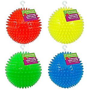 Gnawsome 4.5” Spiky Squeak & Light Ball Dog Toy - Extra Large, Cleans teeth and Promotes Dental and Gum Health for Your Pet, Colors will vary, All Breed Sizes