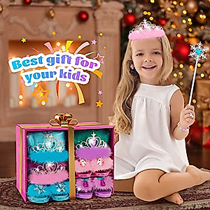 HAMSILY Princess Dress Up Shoes Set for Toddler Jewelry Boutique Kit, 3 Themes of Unicorn Mermaid Ice Princess Costumes Set, Pretend Play Gifts for Little Girls Aged 3-6 Years Old