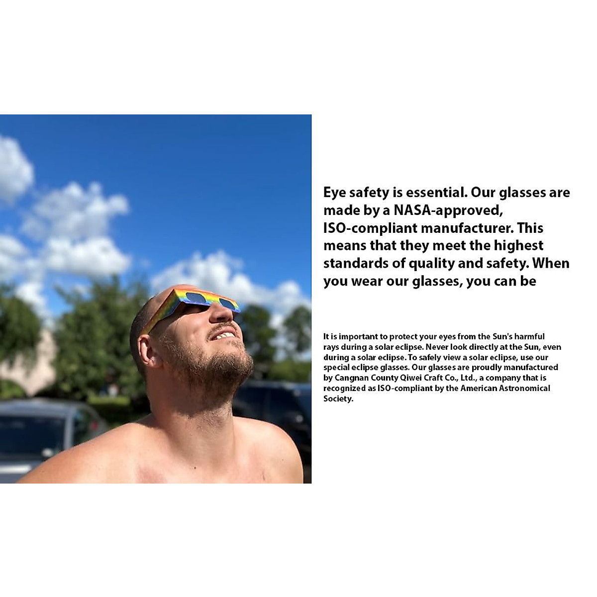 Premium Rainbow Solar Eclipse Viewing Glasses - Safe, ISO 12312-2, Durable Paper Frames - Pack of 2 - Perfect for Astro Enthusiasts and Outdoor Events