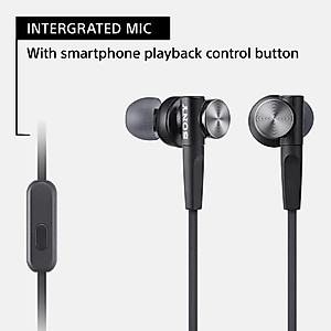 Sony MDRXB50AP Extra Bass Earbud Headphones/Headset with Mic for Phone Call, Black