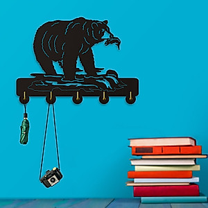 The Geeky Days Chubby Polar Bear Eat Fish Home Decor Wall Art Wall Hooks Coat Hooks Coat Hanger Animal Clothes Hats Hooks Keys Holder Bathroom Kitchen Decor Hanger