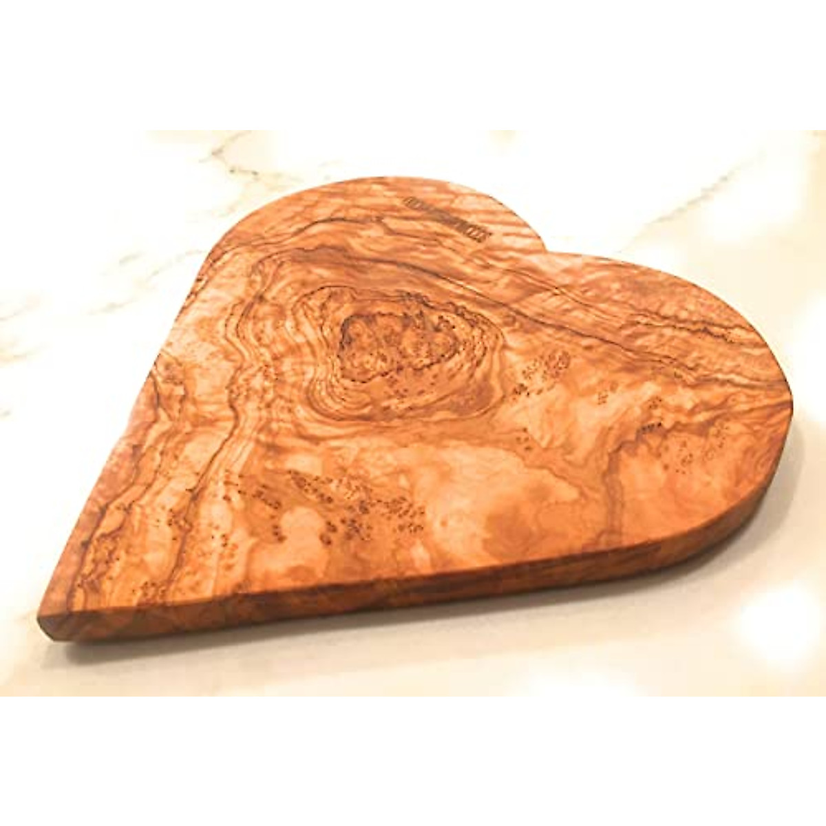 Orchard Hardwoods 12" Artisan Heart Shaped Olive Wood Cheese Board/Charcuterie Platter- For Cutting, Chopping, Serving-Thick Wooden Slab/Tray, Unique Kitchen/Valentines Day Gift (Large 12x12x0.8)