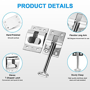 Linkstyle 2pcs Travel Trailer Door Latch Holders, 304 Stainless Steel RV Door Holder Latch with Screws