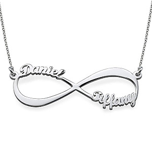 Couples Infinity Pendant Name Necklace in Sterling Silver - Custom Made with Any Name! Endless Love