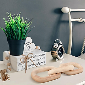 Thyle Boho Decorative Books for Home Decor Include Farmhouse Decorative Books Wood Bead Garland with Tassel Chain Link Rustic Faux Books Stack Heart Sign for Living Room Bookshelf Coffee Table