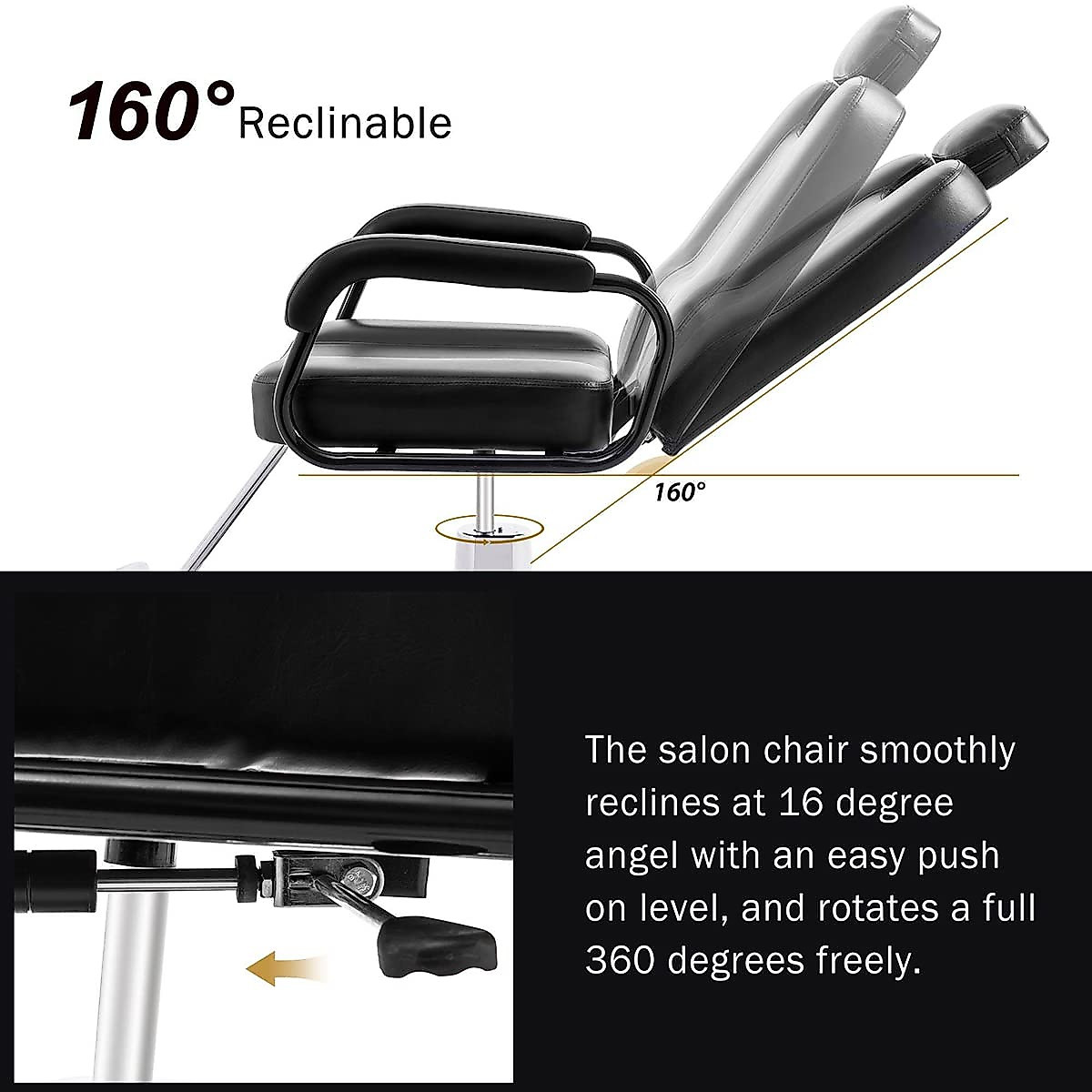 Barbers Chairs, Heavy Duty Hydraulic Reclining Salon Chair Spa Furniture Shampoo Reclining Extra Wider Seat Beauty Hair Salon Equipment
