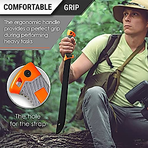 18.5-Inch Serrated Blade Machete with Nylon Sheath - Saw Blade Machetes with Non-Slip Rubber Handle - Best Brush Clearing Tool Machete for Cutting Trees and Yard Work - Survival E-Book Included 13153