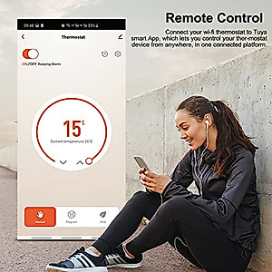Tuya WiFi Smart Thermostat for Electric Heating Digital Temperature Controller Large L Display Touch Button Voice Control Compatible with Google Assist & Amazon Alexa/Xiaodu/Tencent