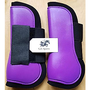 Horse Tendon & Fetlock Boots Jumping Leg Protection Boots Light Weight Support Open Front Brushing Medicine (Maroon (Set of 4))