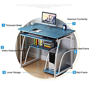 RICHLN Pc Laptop Table Workstation with Storage Shelves for Small Place,Compact Home Office Desk,Computer Desk with Pullout Keyboard Tray