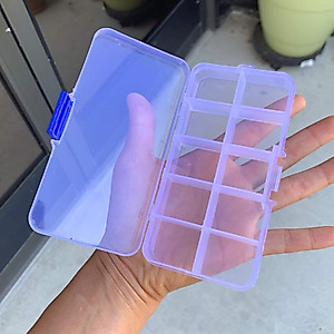 2Tomato Shipping Supplies 2pcs Clear Rectangle Plastic Storage Box 10 Slots Small Compartment Organizer Vitamin Medicine Pill Jewelry Bead Findings Container Box spb17