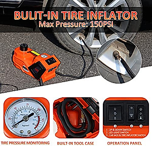 ZAISHANG Electric Car Jack 5T Hydraulic Floor Jack DC 12V Car Jack Kit with Electric Impact Wrench and Tire Inflator, Car Lift for Emergency Tire Change