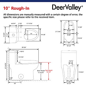 DeerValley DV-1F026R Elongated One Piece Toilet, Dual Flush 1.1/1.6 GPF Toilet with ADA Comfortable Seat Height, Powerful & Quiet Modern Standard Toilet for Bathroom, 10" Rough-In