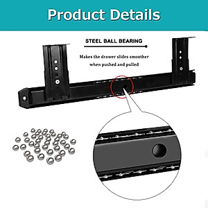 Drawer Slides for Under Desk Keyboard Shelf - 1-Pair Heavy Duty Metal Ball Bearing Slides, Smooth, Less Noise, for Computer Keyboard Tray Assembly Kit, Cabinet Drawer Rails (size : Black, Size : 14 (S
