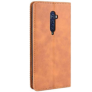 HualuBro Oppo Reno 2 Case, Oppo Reno2 Case, Retro PU Leather Full Body Shockproof Wallet Flip Case Cover with Card Slot Holder and Magnetic Closure for Oppo Reno2 / Reno 2 Phone Case (Brown)