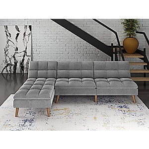 Gold Sparrow Bovey Convertible Sofa Bed Sectional, Fog