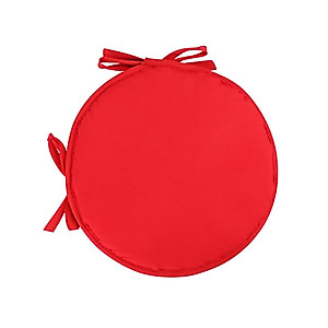 Feniyue 4PCS Round Chair Pads Seat Cushions, Set of 4 Patio with Ties, Soft & Comfortable Dining Indoor Outdoor Cushions or Home Office and Garden Furniture Decoration, Red