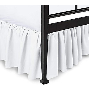 Ruffled Bed Skirt with Split Corners - White, King BedSkirt, Gathered Style Easy Fit up to 16 Inch Drop, with Platform Three Sided Coverage Dust Ruffle Bed Skirts (White King)