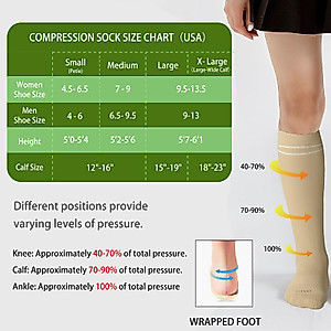 LEVSOX Compression Socks for Pregnant Women 20-30 mmHg Knee High Viscose for Bamboo Cute Funny Mens Supports Socks for Nurses, Medical, Travel and Flight, Wheat