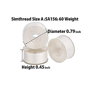 Simthread 25pcs White Prewound Bobbin Thread Size A Class 15 (SA156) 60WT with Clear Storage Plastic Case Box 70D/2 for Brother Embroidery Thread Sewing Thread Machine DIY