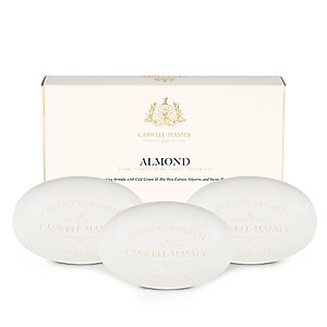 Caswell-Massey Natural Bar Soap for Men & Women, Moisturizing Body Soap Bar for All Skin Types, Made with Essential Oils & Plant-Based Formula for Soft Skin, Almond, 3x5.8 oz Gift Set