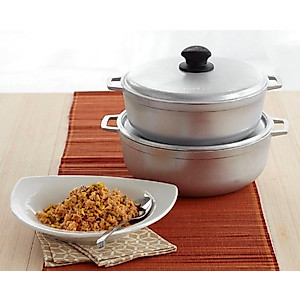 IMUSA USA Aluminum 2.0Qt Traditional Colombian Caldero for Cooking and Serving, Silver