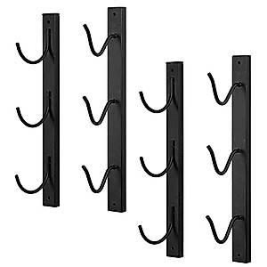 MyGift Modern Wall Mounted Matte Black Metal Wine Storage Rack Set, Hanging Wine Bottle Holder Display Rack, Holds 6 Bottles