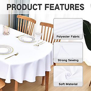 Nacuci Oval Tablecloth 60x102 Inch Polyester Fabric Table Cloth Solid White Heavy Duty Table Cover Washable for Dinning Kitchen Home Party