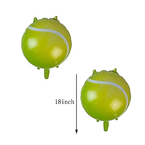 CSTYWC 6PCS Tennis Ball Foil Balloons Green Star Balloons Tennis Party Balloons for Sports Tennis Themed Party Decorations Supplies