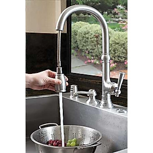 Newport Brass 2470-5103 Jacobean Kitchen Faucet with Metal Lever Handle and Pull, Satin Nickel