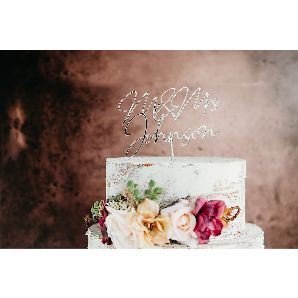 Wedding Custom Personalized Acrylic Wood Cake Topper, Hexagon, Geometric Cake Topper, Birthday Topper, Rustic Elegant Classic Cake Toppers