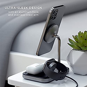 Satechi 3-in-1 Magnetic Wireless Charging Stand – Compatible with 14 Pro Max/14 Pro/14/14 Plus, iPhone 13 Pro Max/13 Pro/13 Mini/13, Apple Watch Ultra & Series 8/7/SE/6/5/4/3/2/1, AirPods Pro 2/1