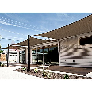 Windscreen4less 12'x16' Sun Shade Sail for Outdoor Patio Backyard UV Block Awning with Steel D-Rings Brown Coffee Rectangle, Custom, 12ft x 16ft